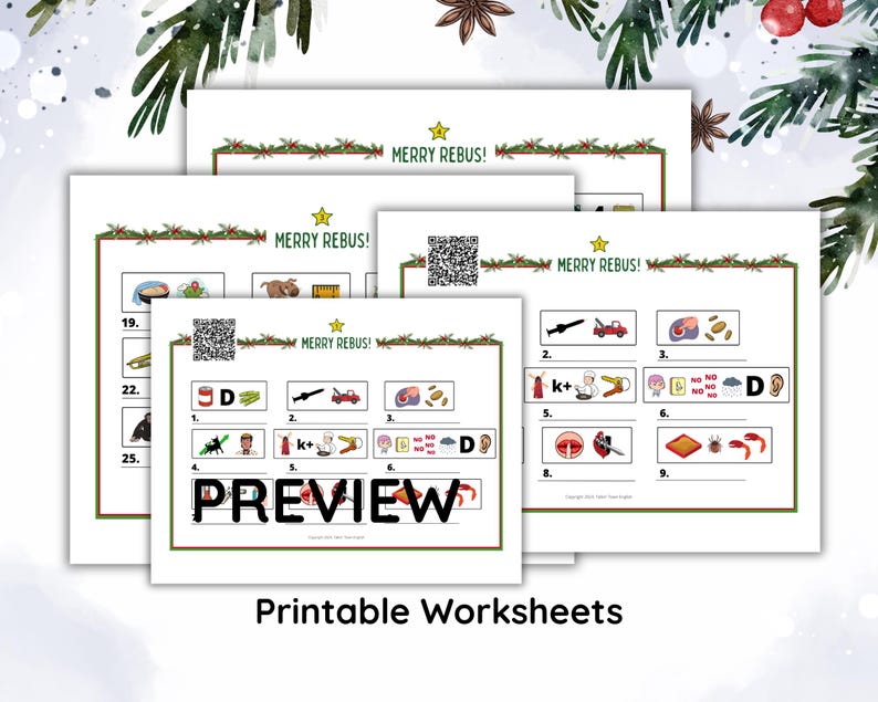 Christmas Rebus Picture Puzzles: Brain Teaser Activity for Holiday ...