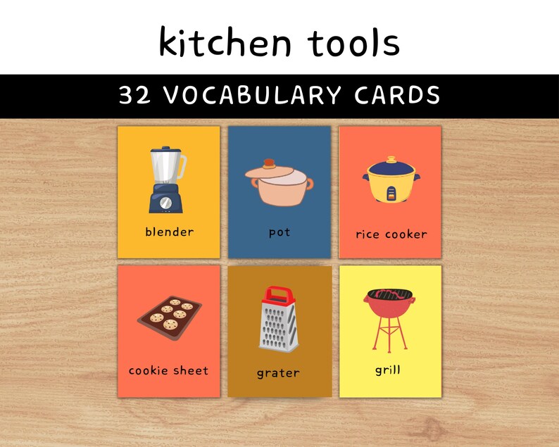 Cooking Flashcards, Kitchen Vocabulary, Culinary Picture Vocabulary ...