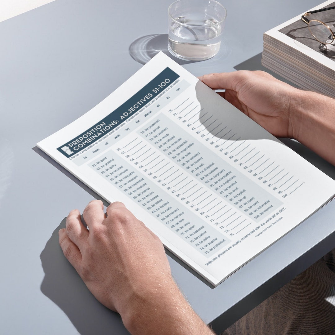 Dependent Prepositions List and Printable Worksheet Packet for ESL/ELL, English Grammar ...