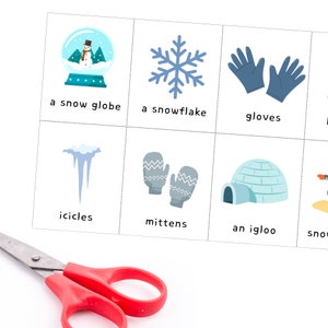 Winter Flashcards Vocabulary Cards for Games, Memory, Charades, and ...