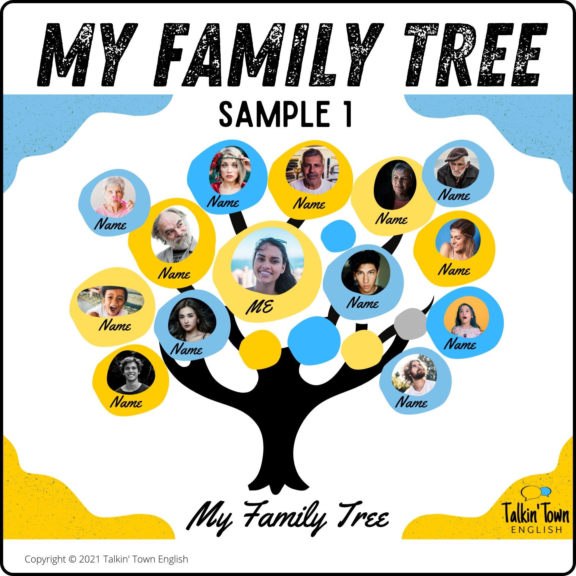 Simple Family Tree for Genealogy Projects Editable Digital - Etsy