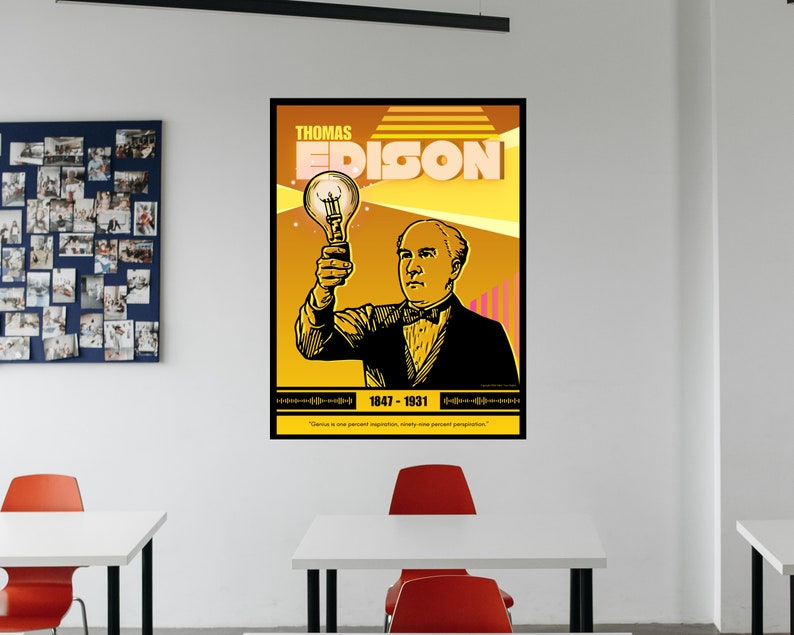Thomas Edison Portrait, Printable Poster, Digital Download, High School ...