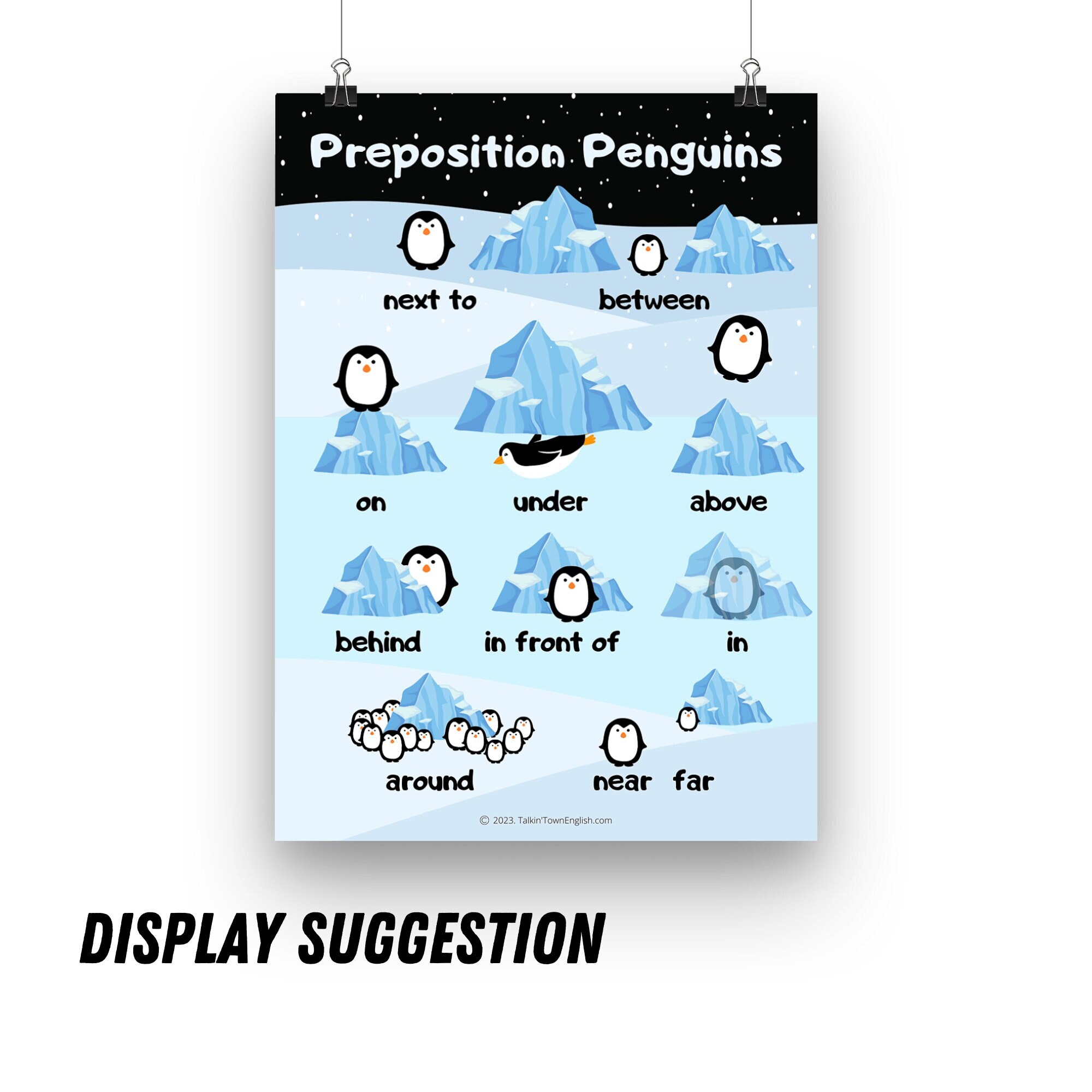 Prepositions Poster: English Grammar Classroom Poster for Winter ...