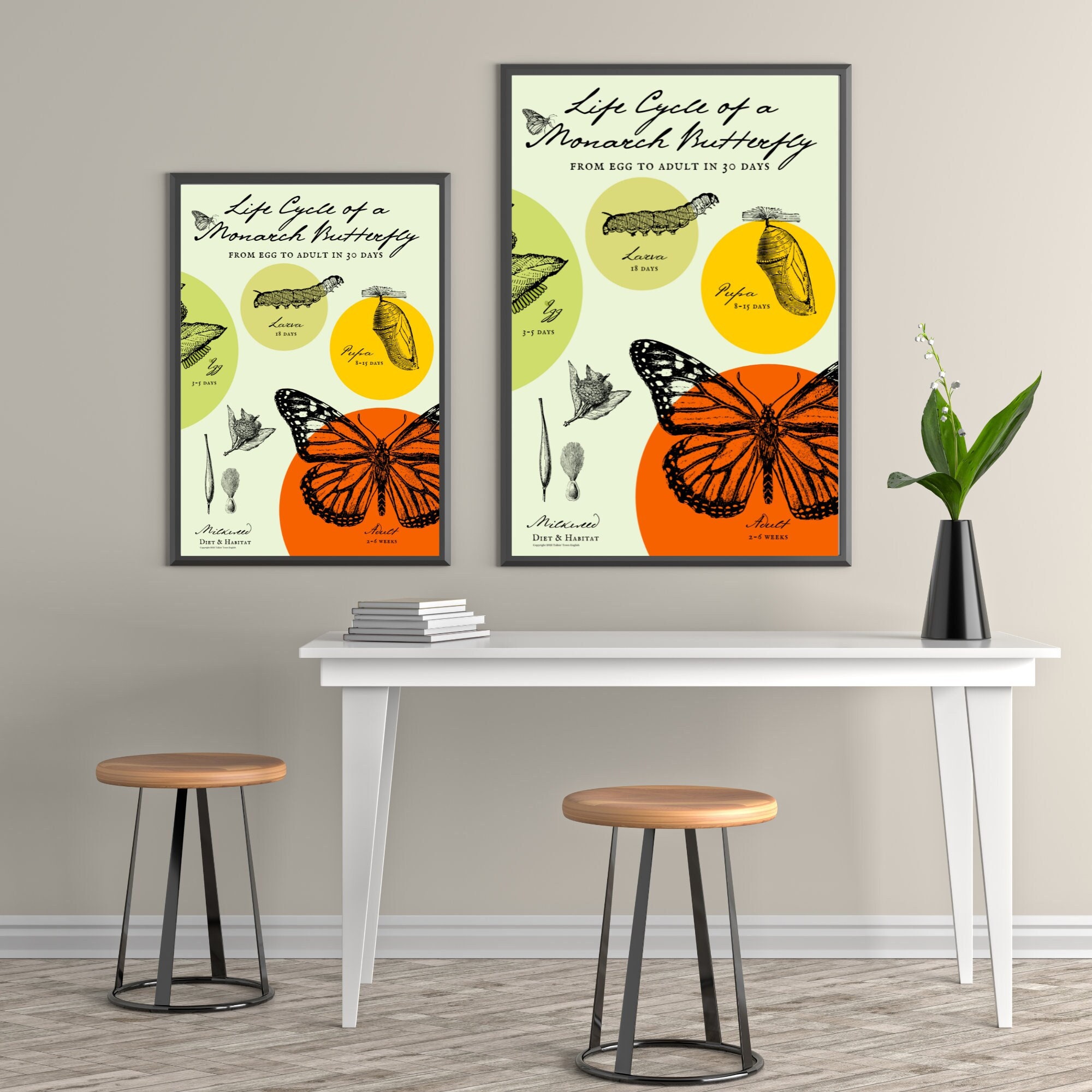 Butterfly Life Cycle Poster: Monarch Butterfly Printable Art, Biology ...