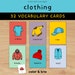 Clothing Flashcards ESL, 32 Printable English Language Vocabulary Cards ...