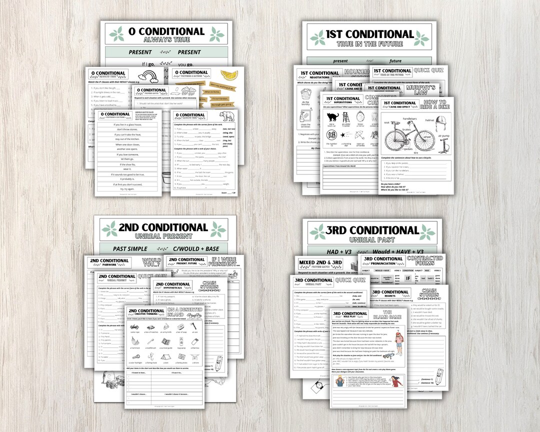 Conditionals 0-3 Worksheets and Conversation Cards PDF for English ...