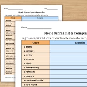 Movie Review Vocabulary and Template Form Worksheets PDF, Editable ...