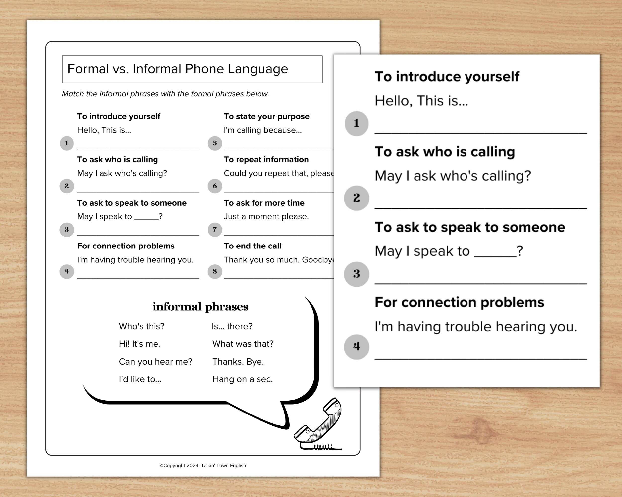 Printable Telephone English Lesson Plan: Role Play & Communication ...
