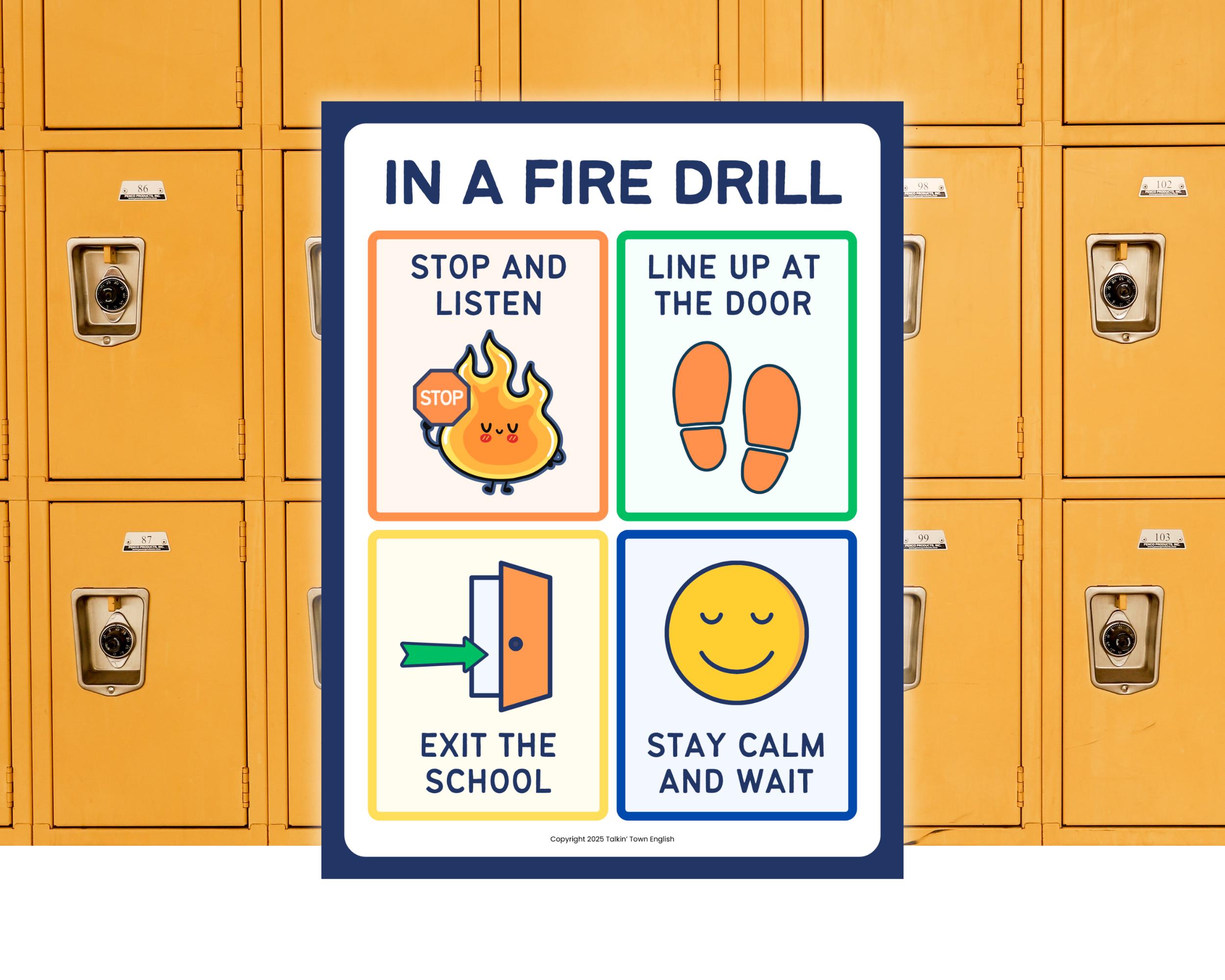 Classroom Lockdown & Fire Drill Posters: Kid-friendly Safety Signs (PDF ...