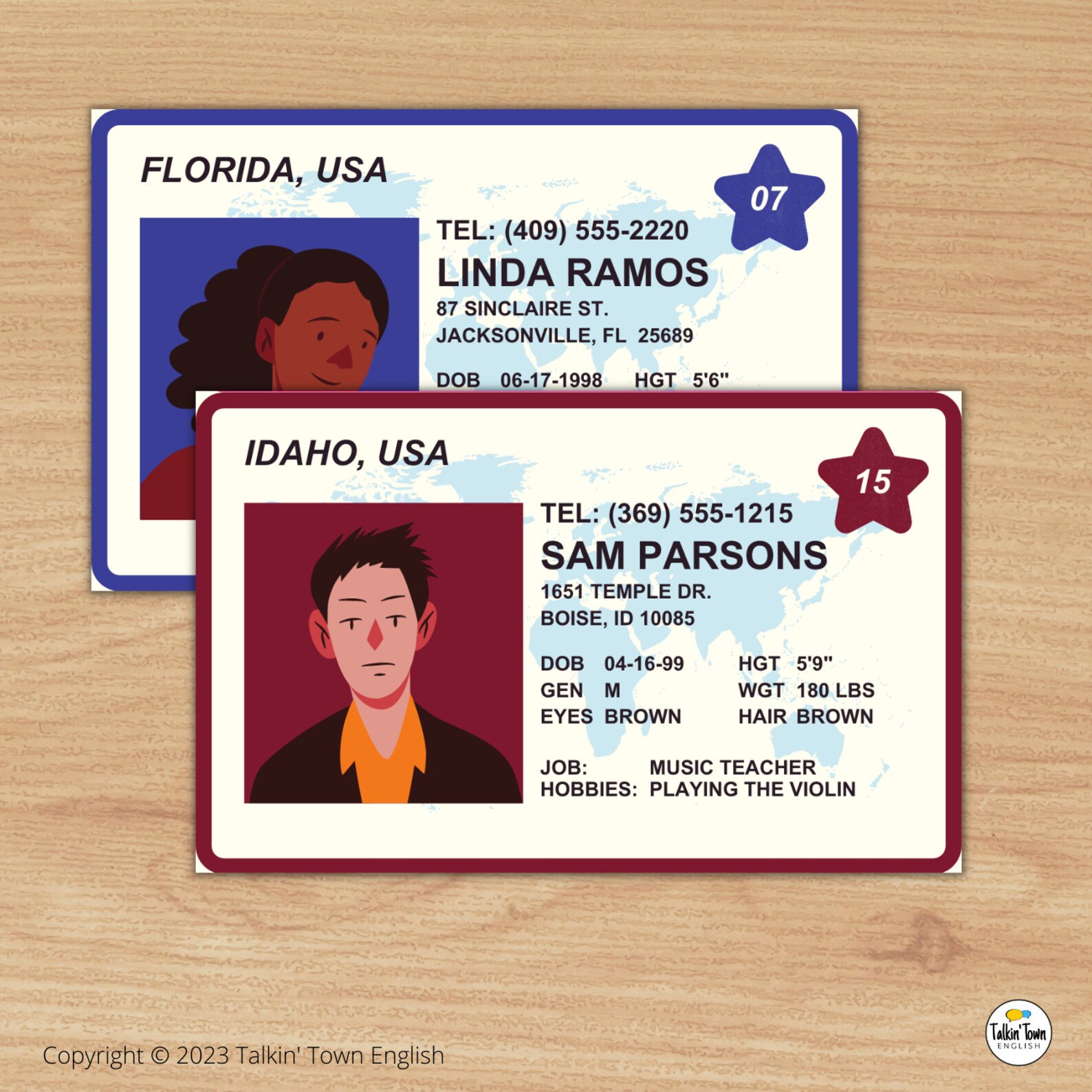 Printable Character ID Cards: Role Play & ESL (canva Template) - Etsy