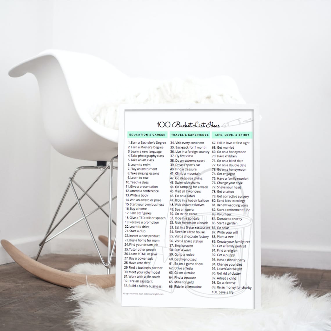 Bucket List Template With 100 Ideas Checklist and Idea Worksheet ...