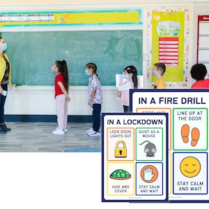 Classroom Lockdown & Fire Drill Posters: Kid-friendly Safety Signs (PDF ...