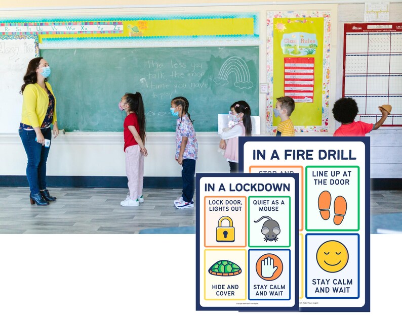 Classroom Lockdown & Fire Drill Posters: Kid-friendly Safety Signs (PDF ...