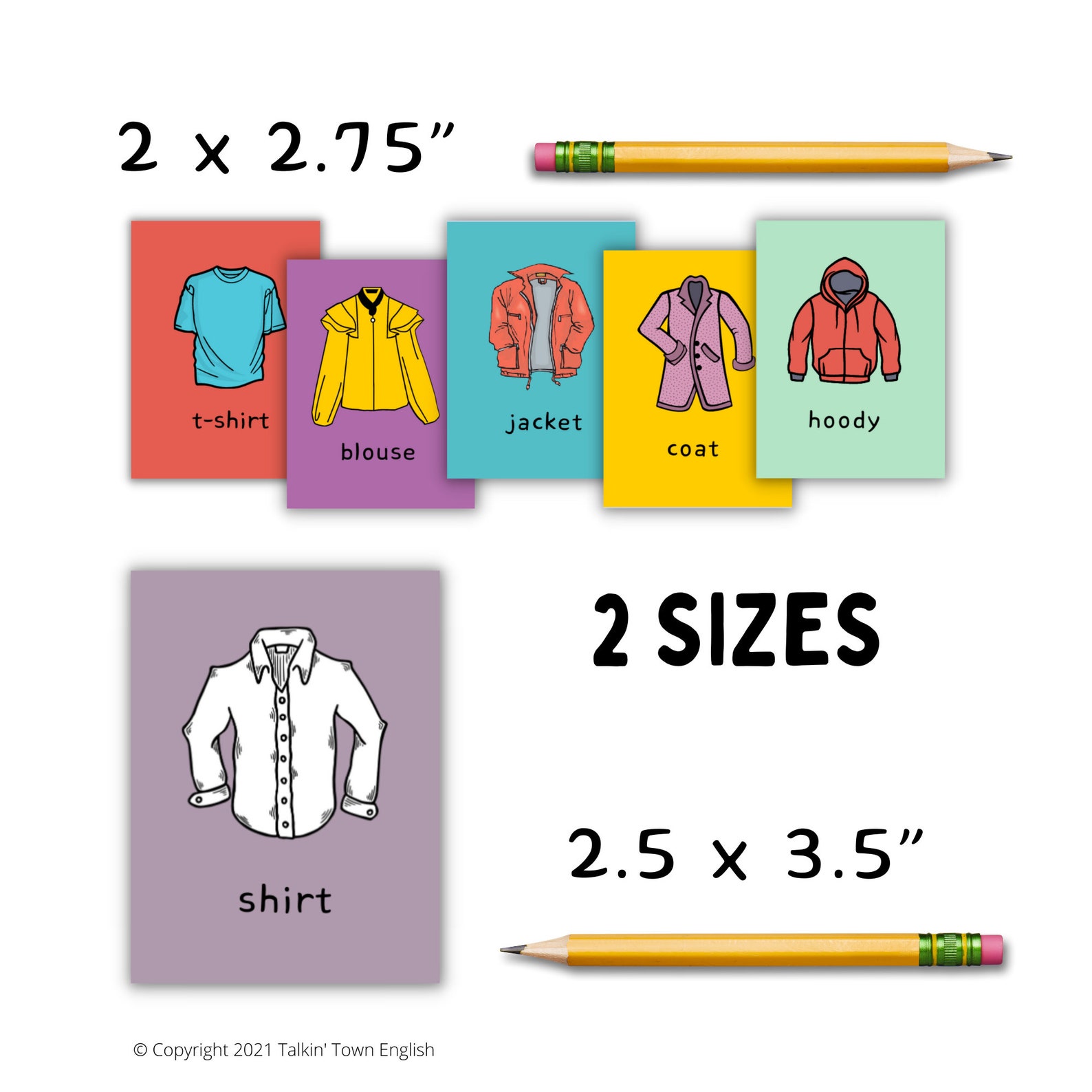 Clothing Flashcards ESL, 32 Printable English Language Vocabulary Cards ...