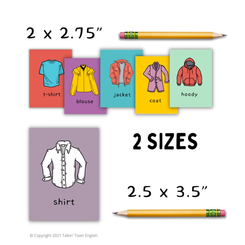 Clothing Flashcards ESL, 32 Printable English Language Vocabulary Cards ...