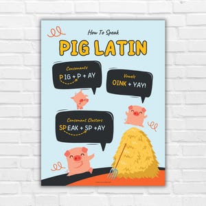 Pig Latin Poster, How to Speak Pig Latin Posters in Four Styles ...