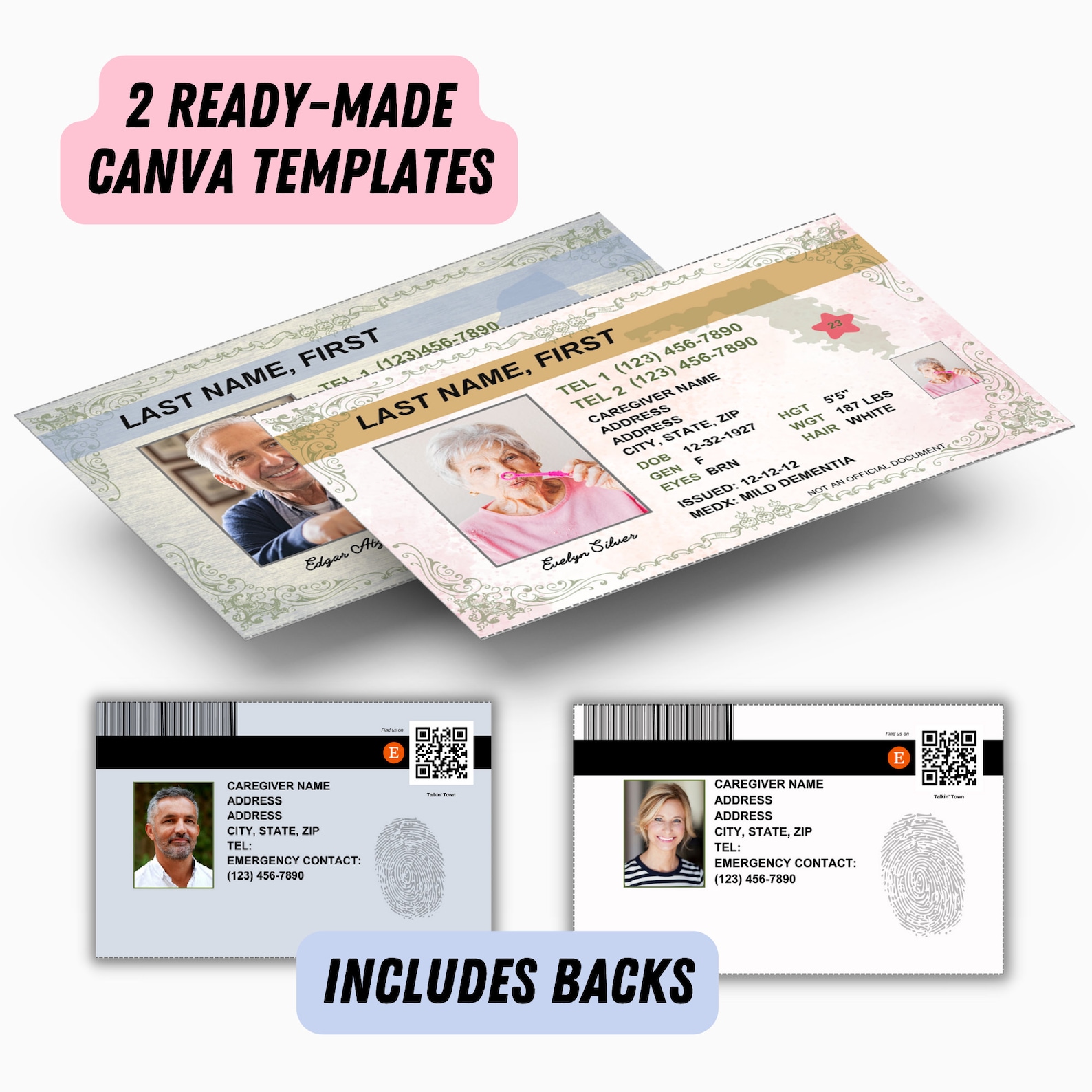 Senior ID Card TEMPLATE Identification Cards| Design a Realistic I.D ...