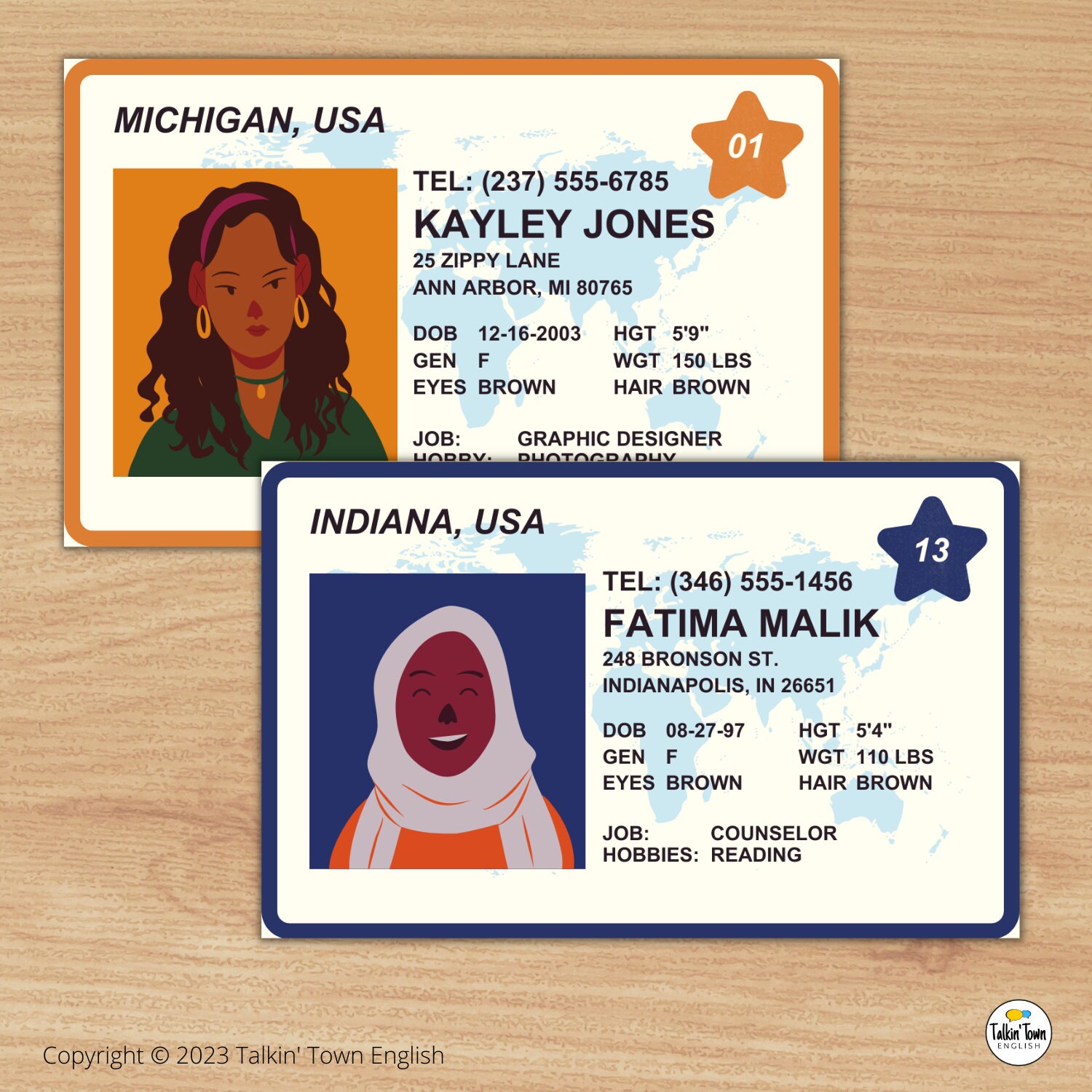 Printable Character ID Cards: Role Play & ESL (canva Template) - Etsy