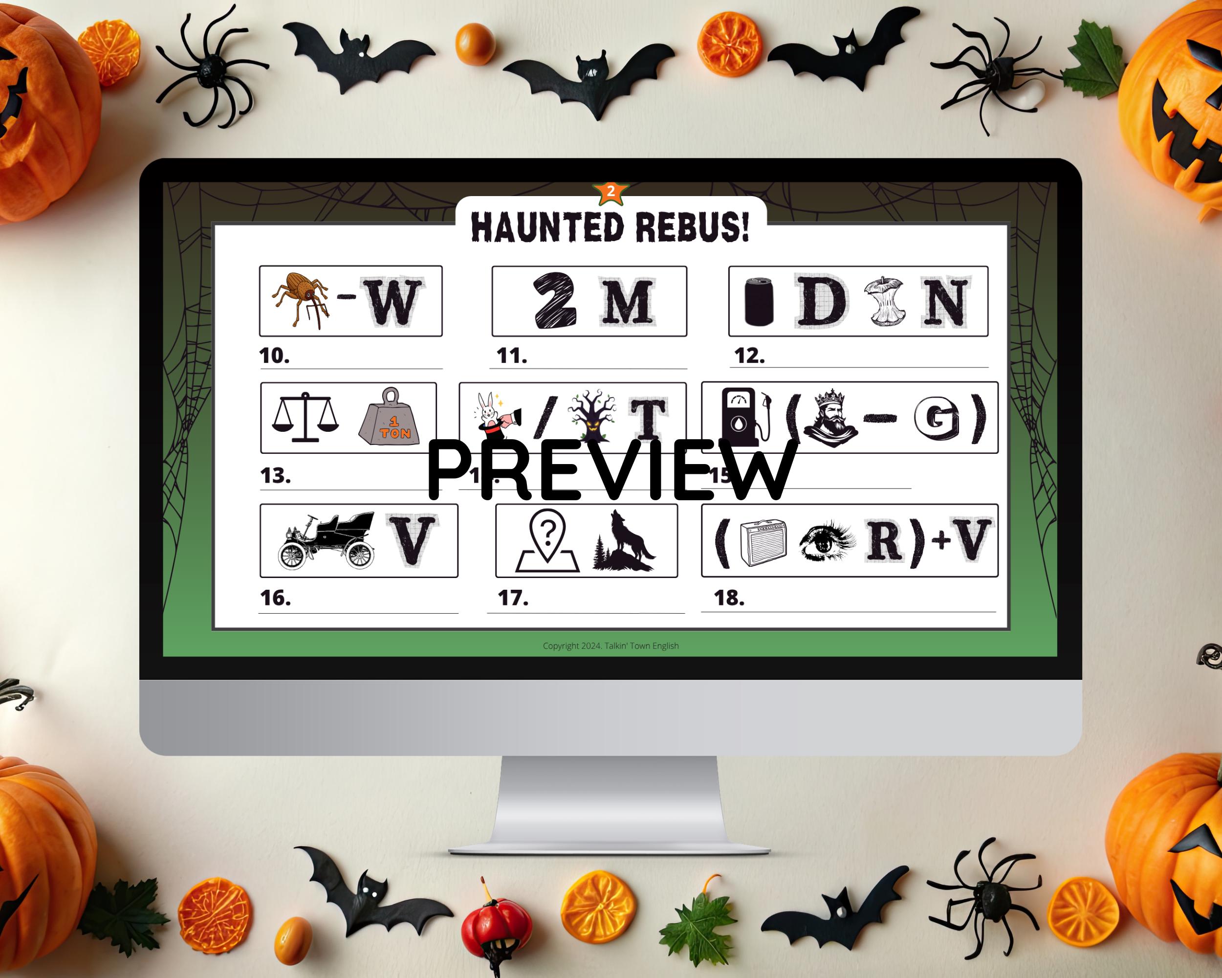 Halloween Rebus Picture Puzzles: Brain Teaser Activity (digital ...