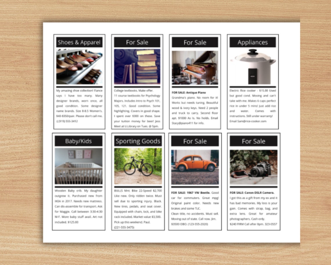 Buying and Selling ESL Lesson Plan: Listing Items for Sale, Classified ...