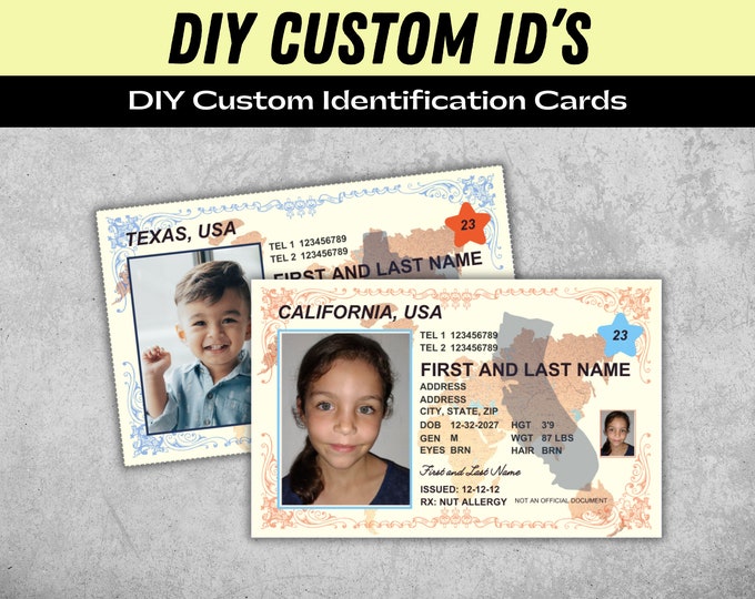 Editable Child ID Card Canva Template, Custom Kid ID Card, Printable Child Badge With Photo ...