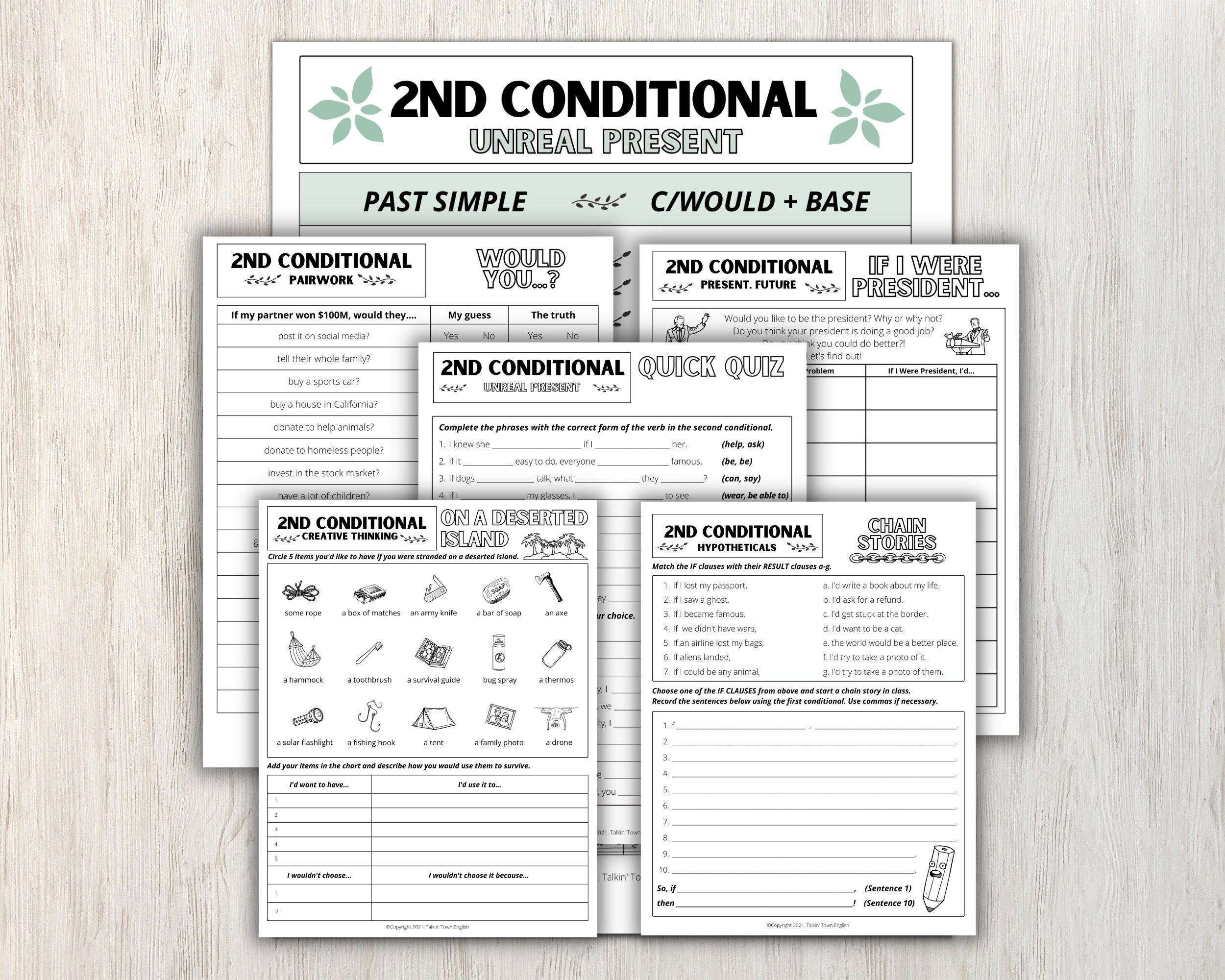 Second Conditional ESL Grammar Activity Pack: Hypotheticals, Chain ...