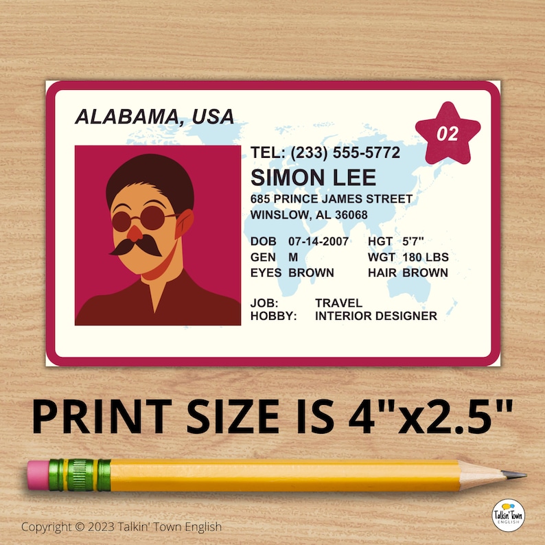 Printable ID Cards for 16 Illustrated Characters, Backgrounds, and Jobs ...
