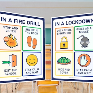 Classroom Lockdown & Fire Drill Posters: Kid-friendly Safety Signs (PDF ...