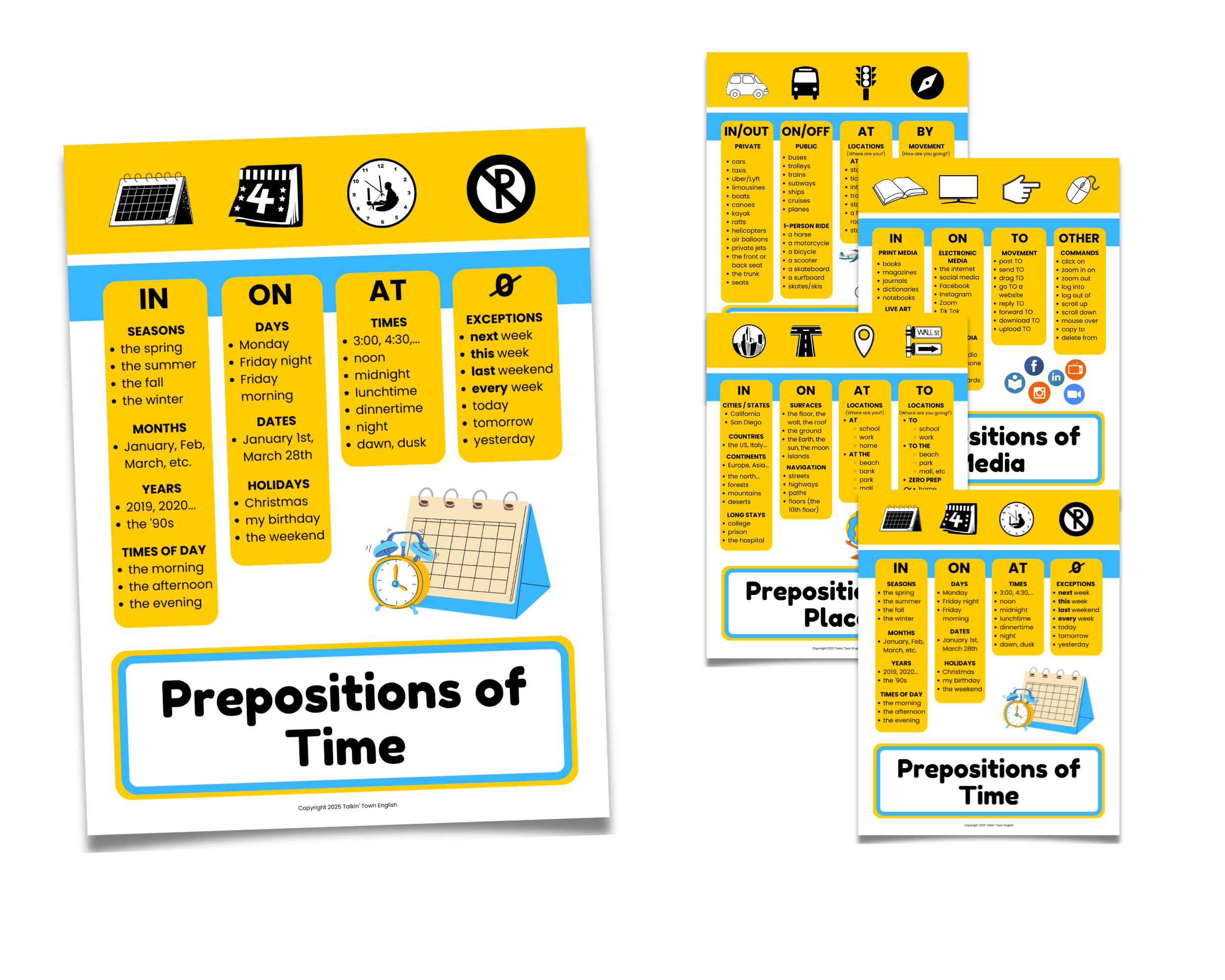 English Prepositions Posters & Worksheets: ESL Teaching Resource ...