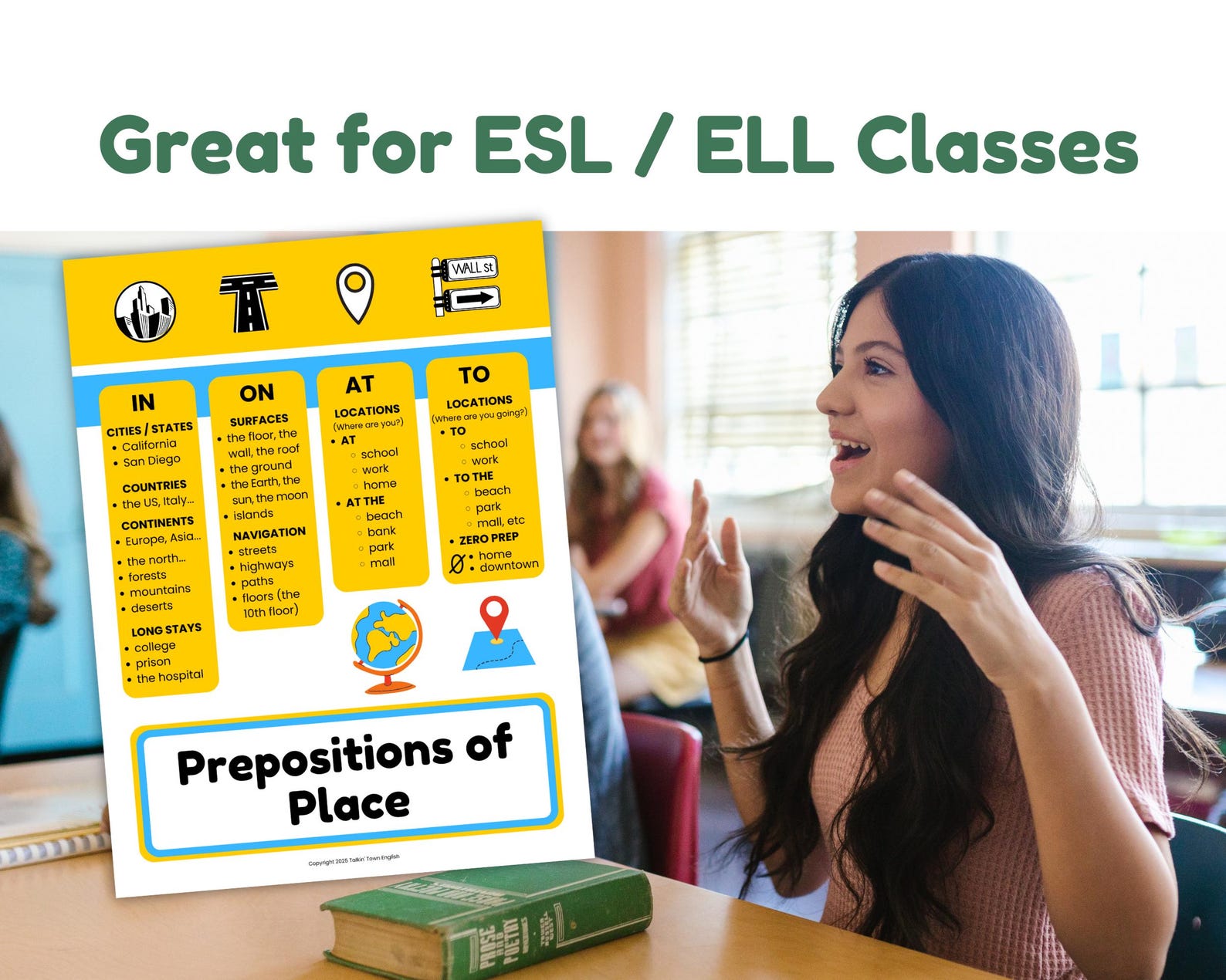 English Prepositions Posters & Worksheets: ESL Teaching Resource ...
