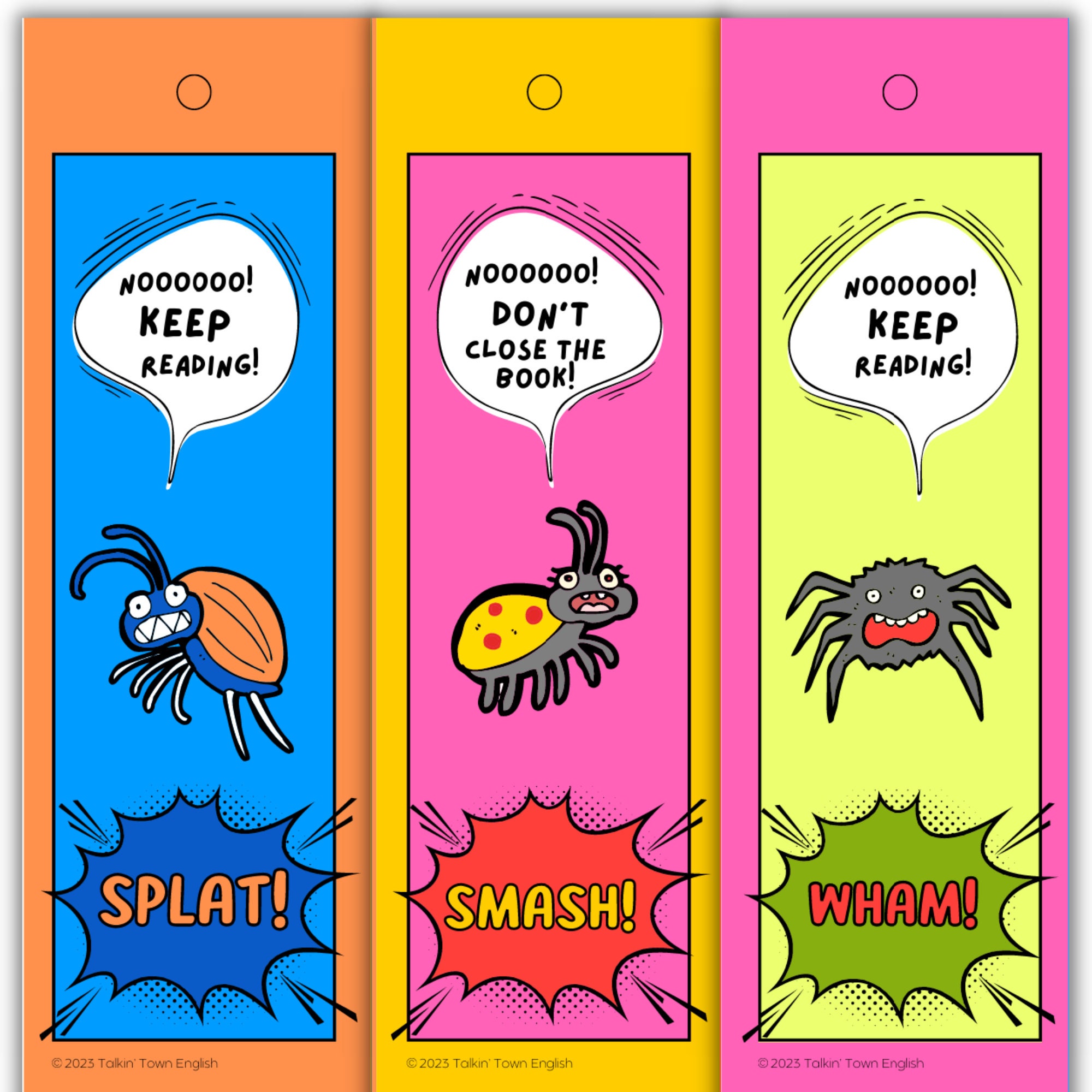Bugmarks Kids Coloring Bookmarks: 5 Funny Designs in 3 Colors With ...