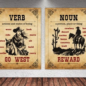 Western Parts of Speech Posters: ESL Grammar Charts (digital Download ...