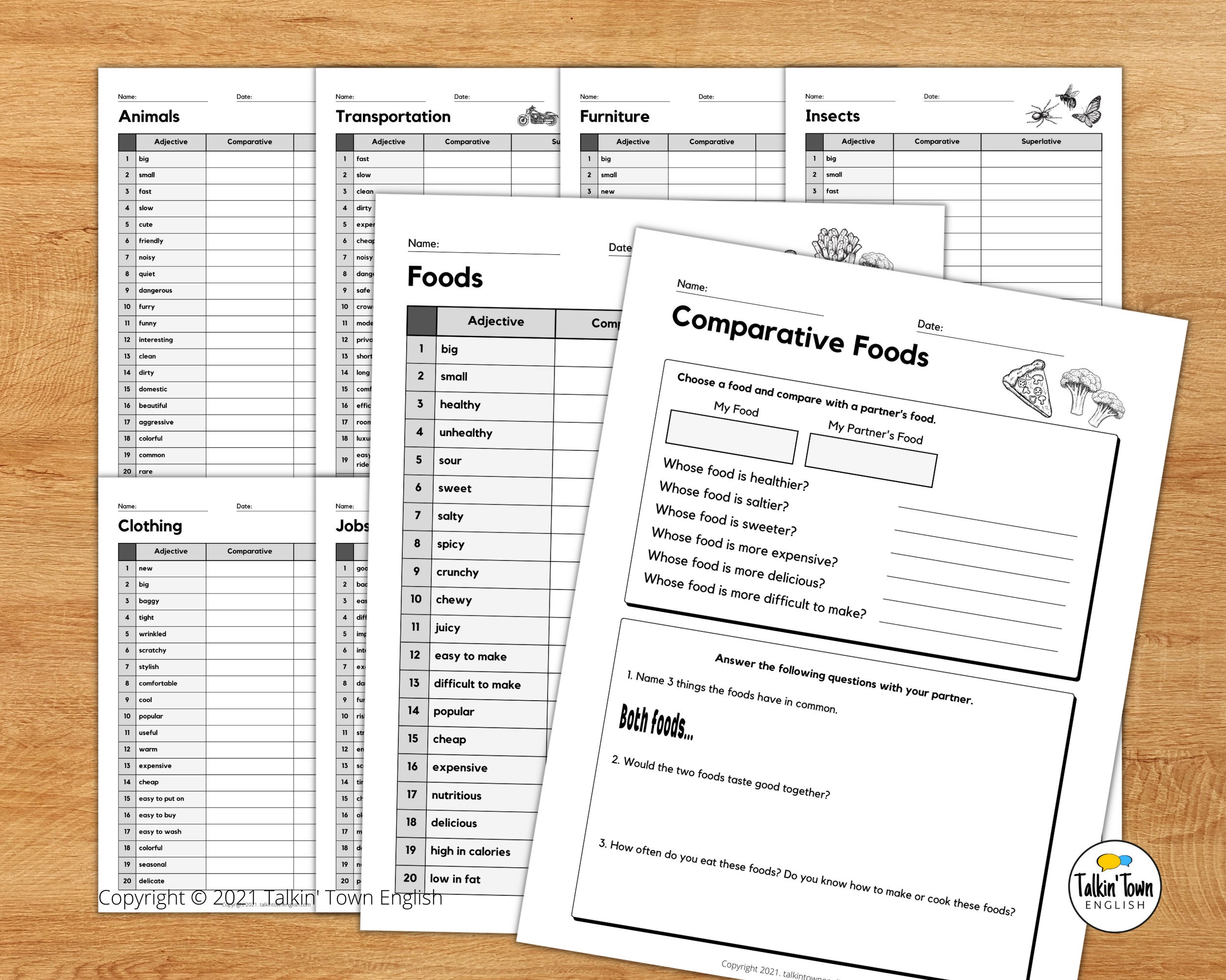Comparative Worksheets and Superlative Worksheets Set Pdfs for - Etsy