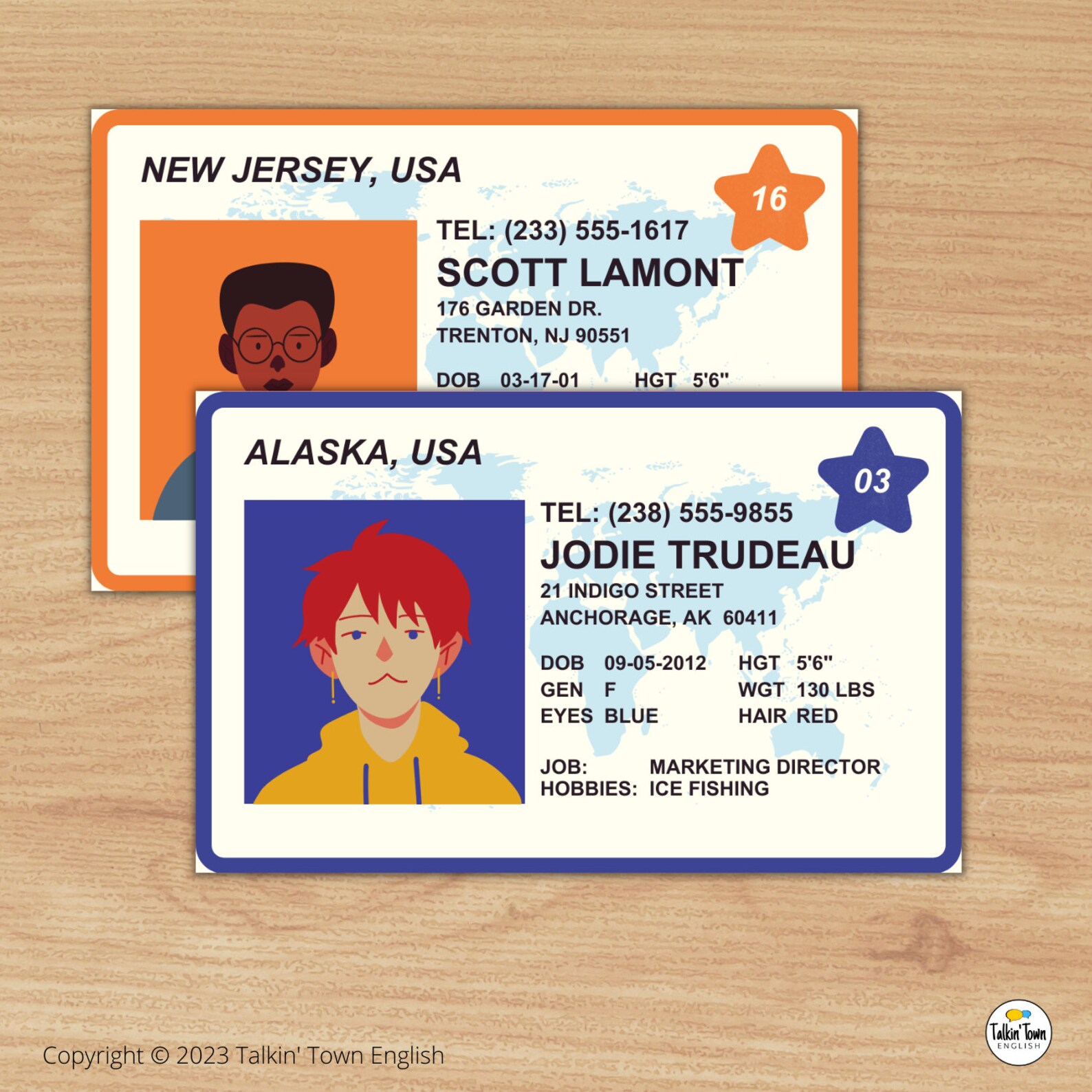Printable ID Cards With 16 Illustrated Characters and Template to ...