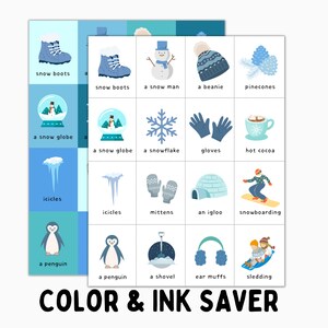 Winter Flashcards Vocabulary Cards for Games, Memory, Charades, and ...
