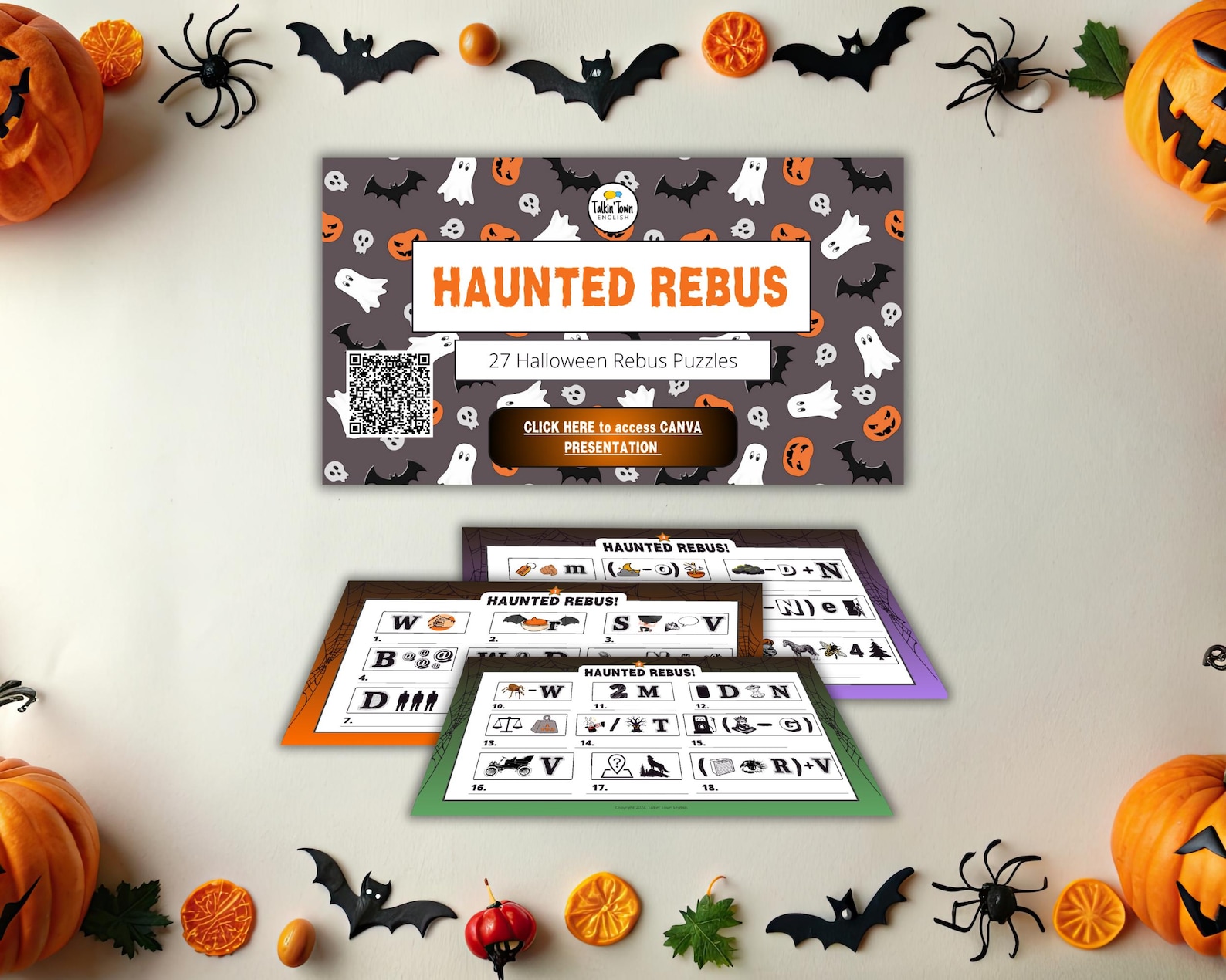 Halloween Rebus Picture Puzzles: Brain Teaser Activity (digital ...