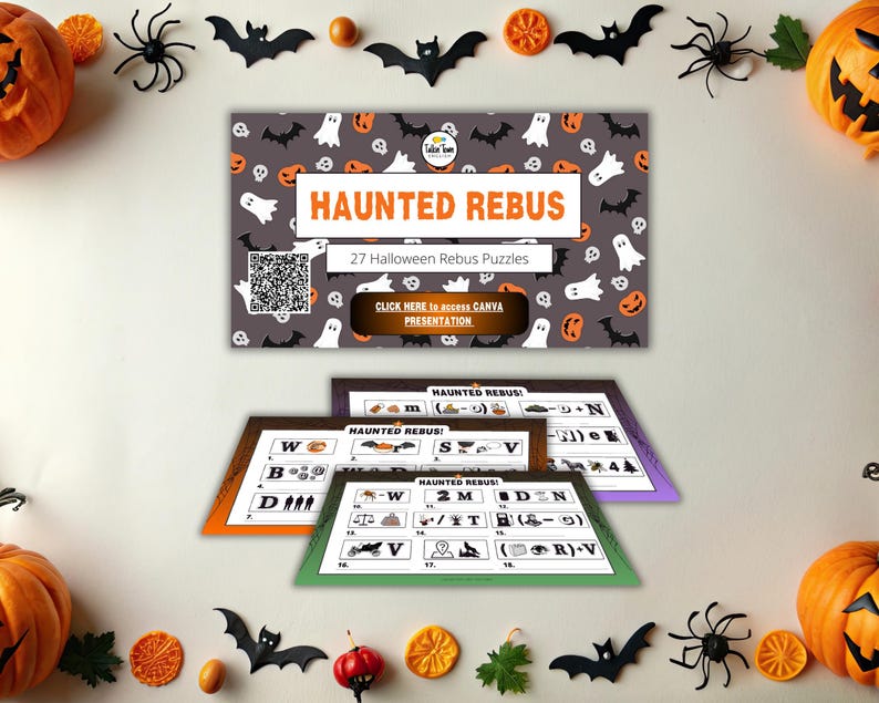 Halloween Rebus Picture Puzzles: Brain Teaser Activity (digital ...