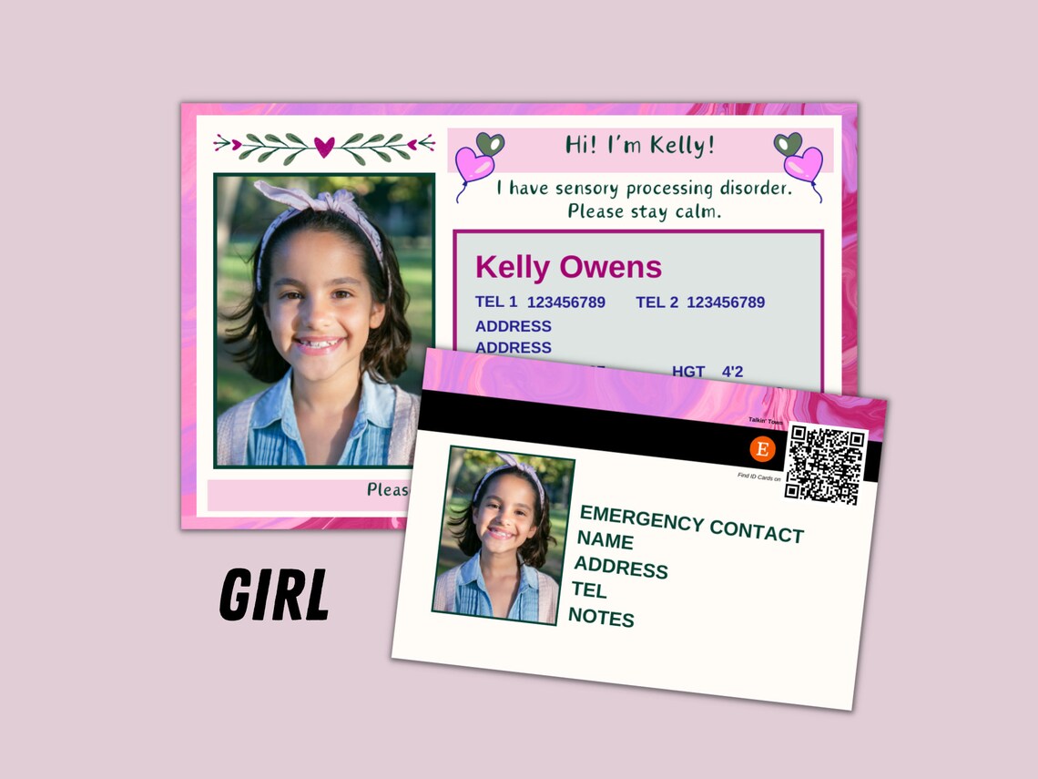 ID Card Template for Special Needs and Child Safety Identification ...
