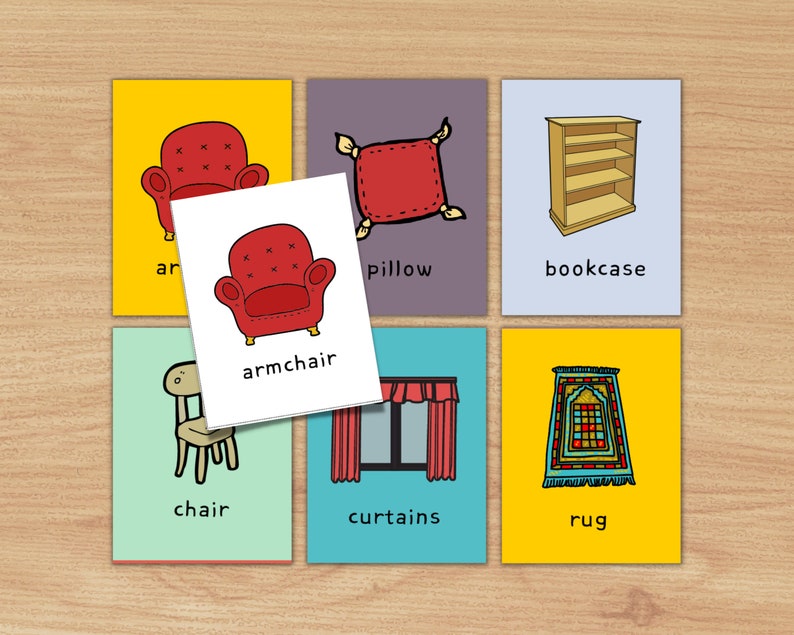 Furniture Flashcards ESL Games, Memory, Charades, and Conversation ...