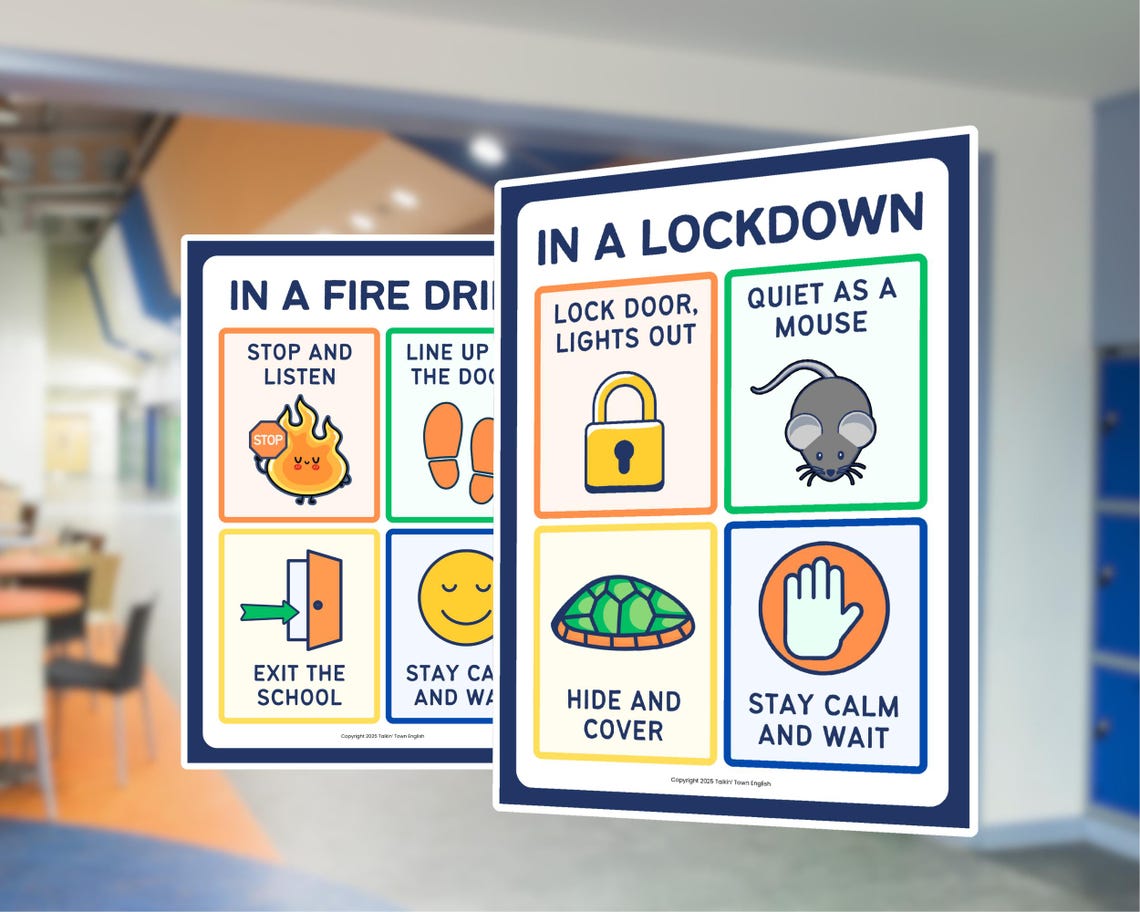 Classroom Lockdown & Fire Drill Posters: Kid-friendly Safety Signs (PDF ...