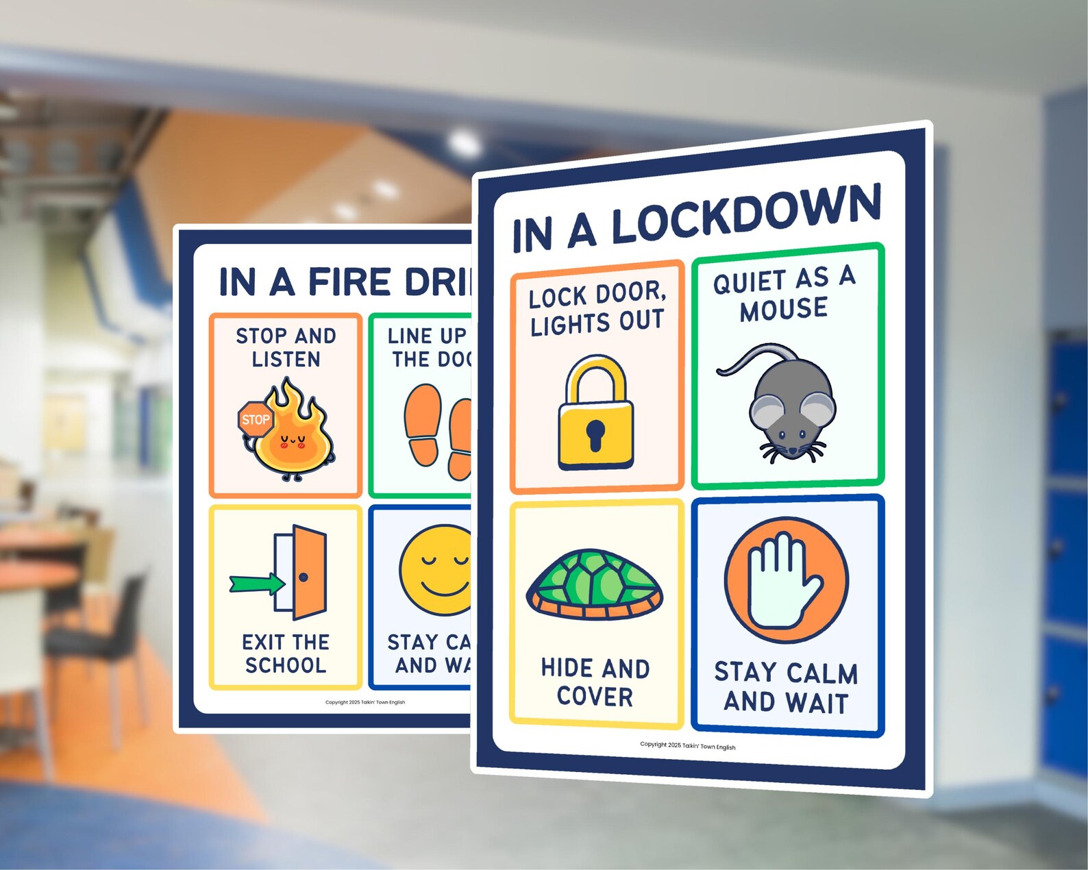 Classroom Lockdown & Fire Drill Posters: Kid-friendly Safety Signs (PDF ...