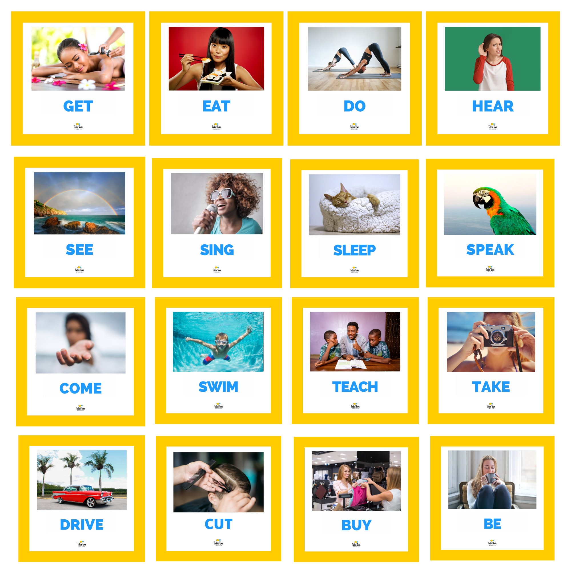 Tarjetas didácticas de verbos irregulares ESL para estudiantes de ...