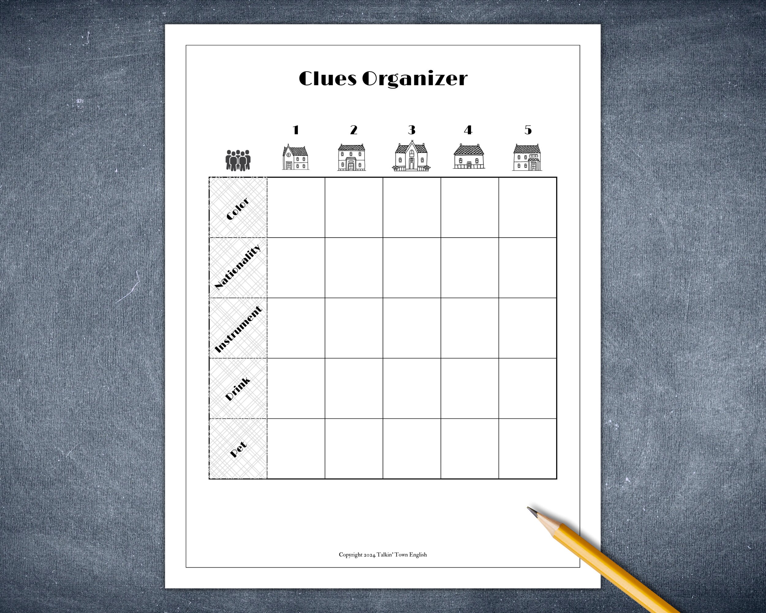 Einstein's Riddle Worksheets for ESL, Gifted, IEP, Sub Plans and Team ...