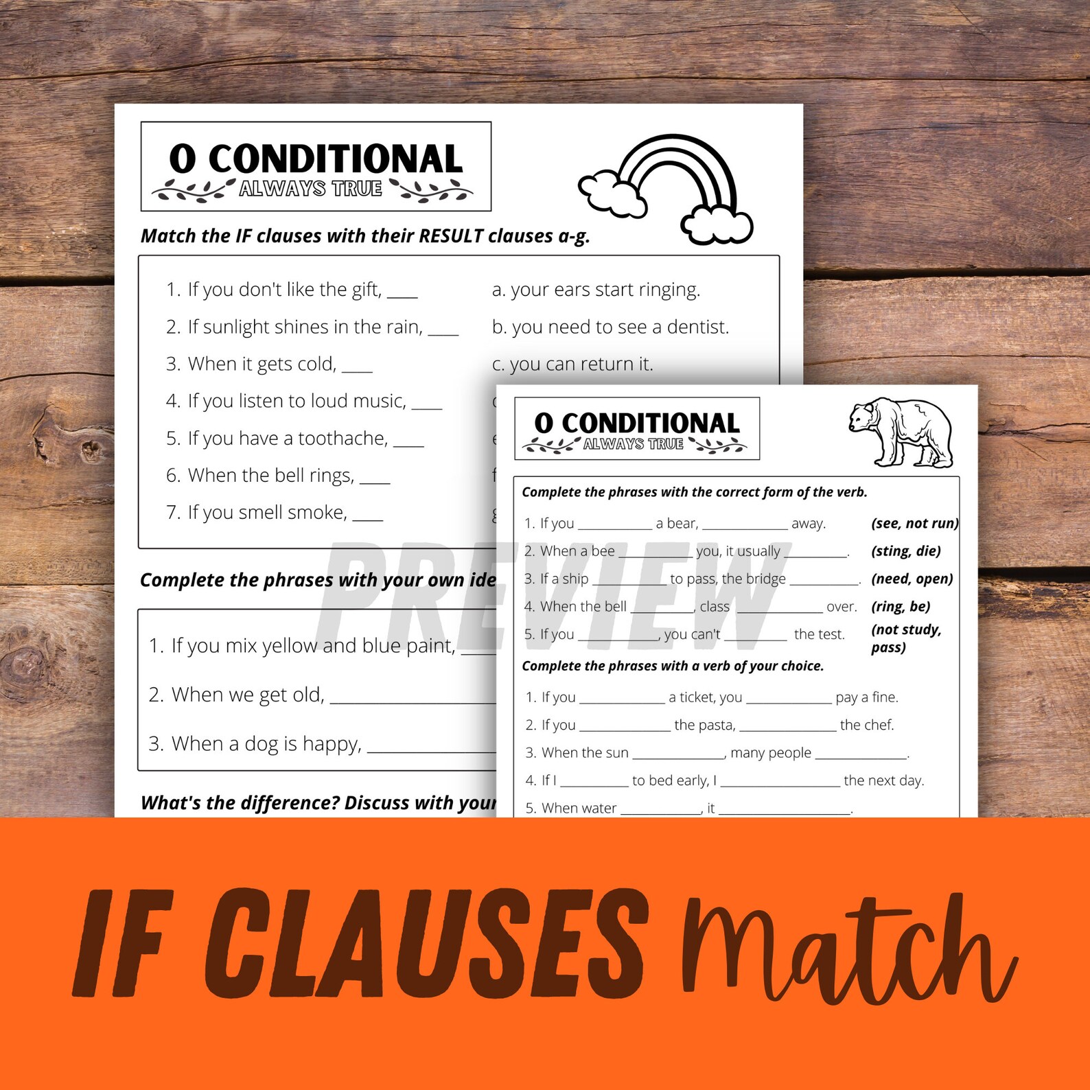 Zero Conditional Grammar ESL Activity Pack: If Clauses, Proverbs ...