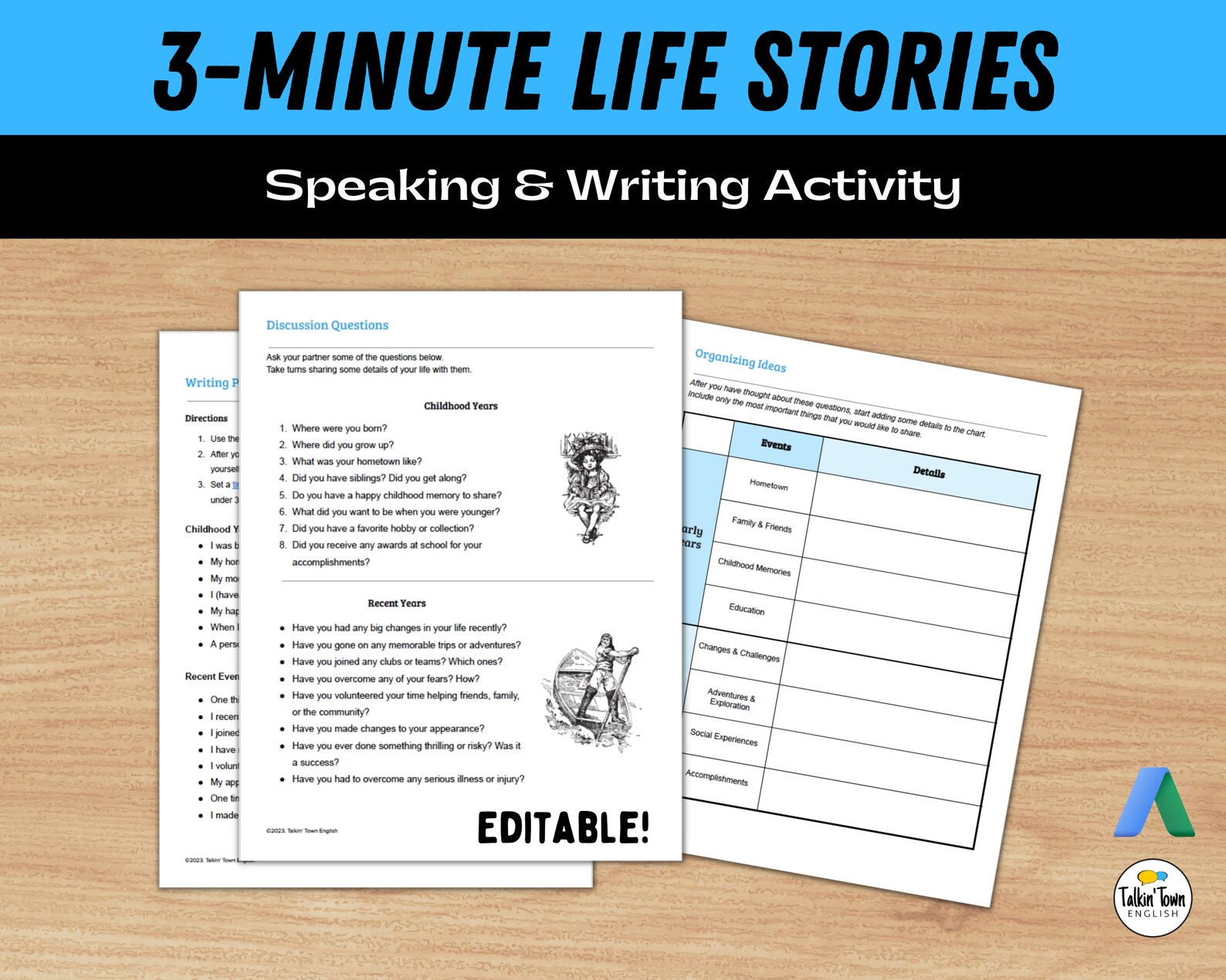 Autobiography Writing and Speaking Activity PDF Worksheets and Template ...