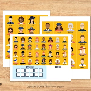 Guess Who ESL Game: Grammar & Vocabulary Activity (digital Download) - Etsy
