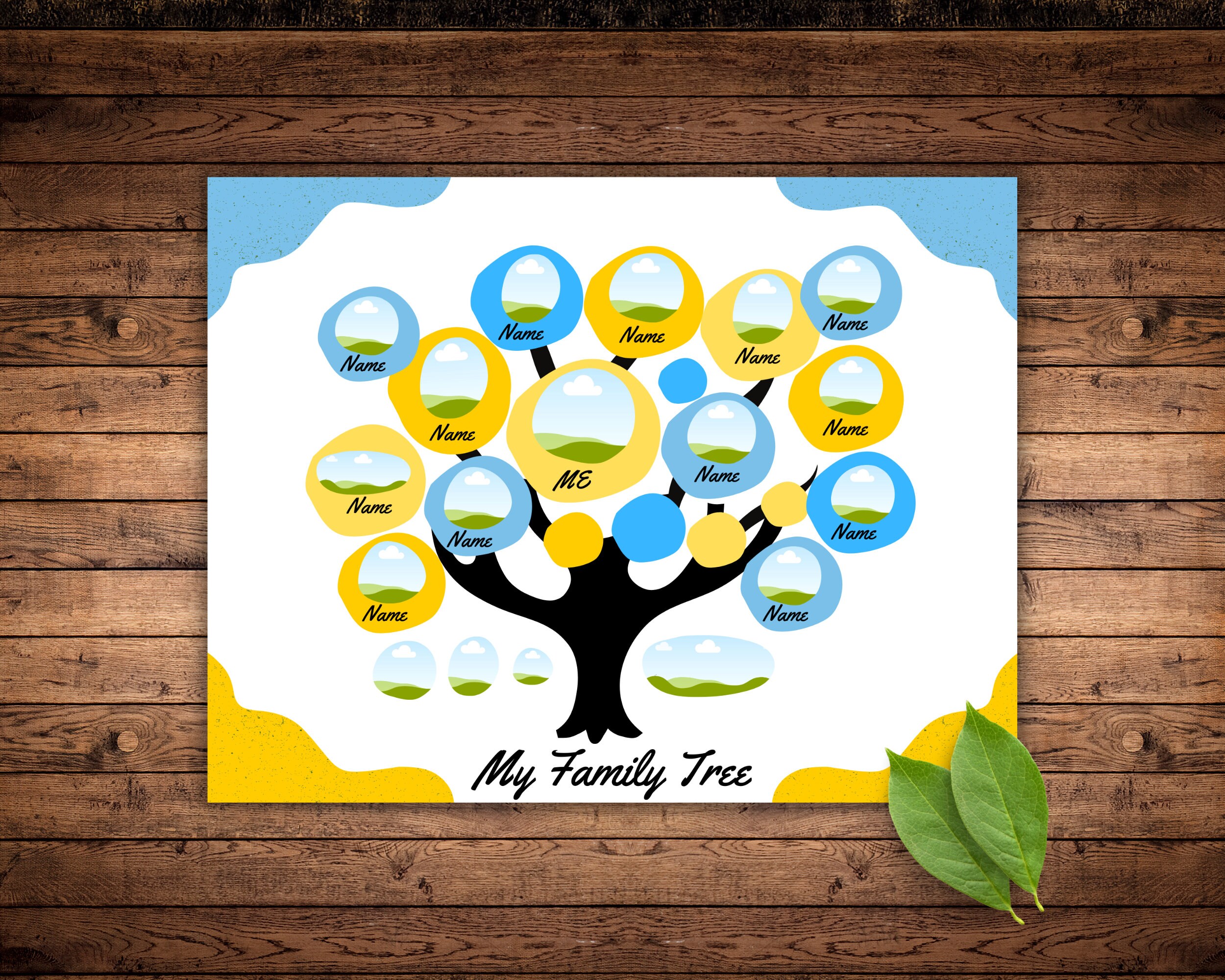 Simple Family Tree for Genealogy Projects, Editable Digital Template ...