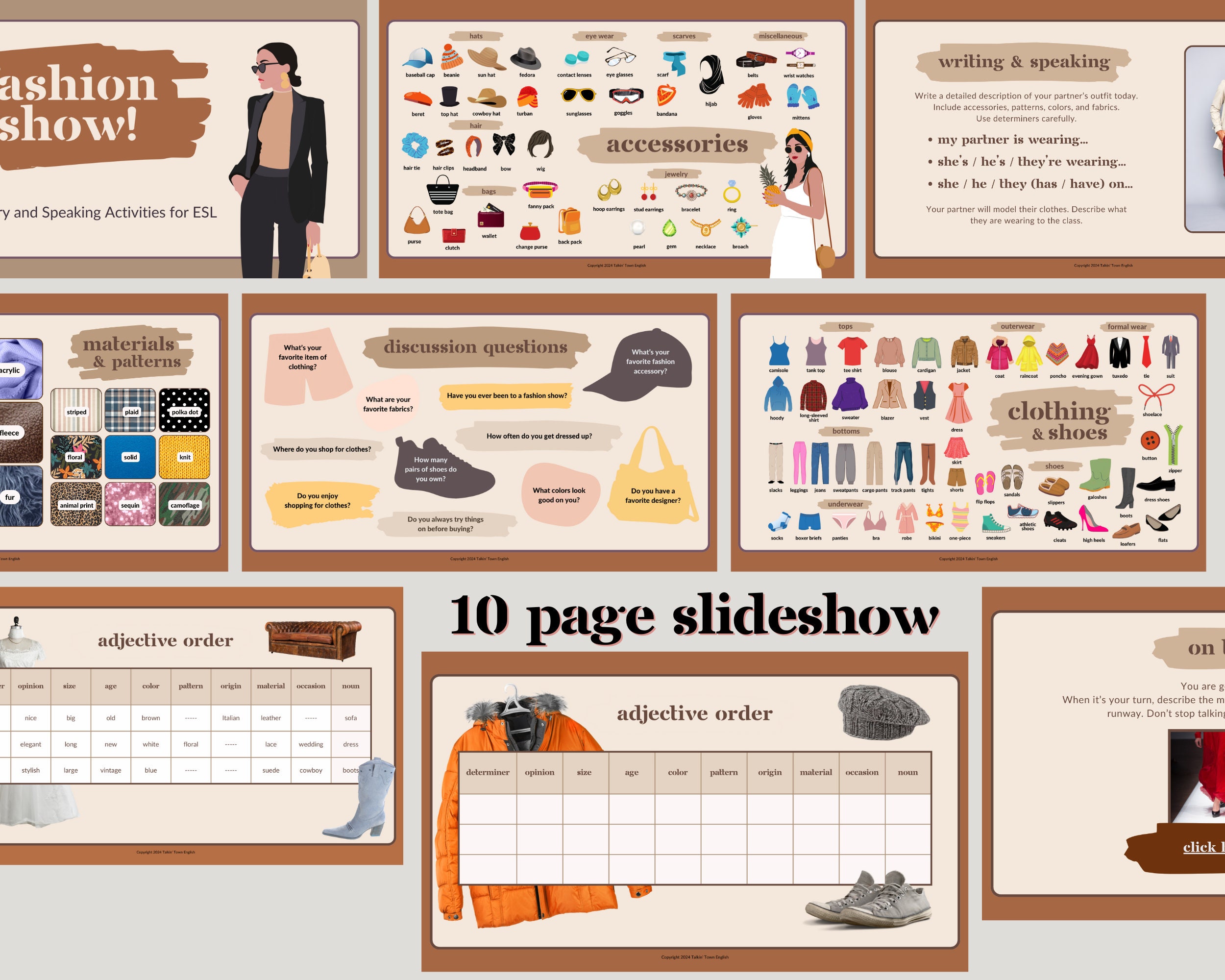 Fashion Show ESL PDF Printable and Presentation Lesson Plan, Ordering ...