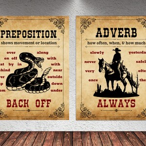 Western Parts of Speech Posters: ESL Grammar Charts (digital Download ...