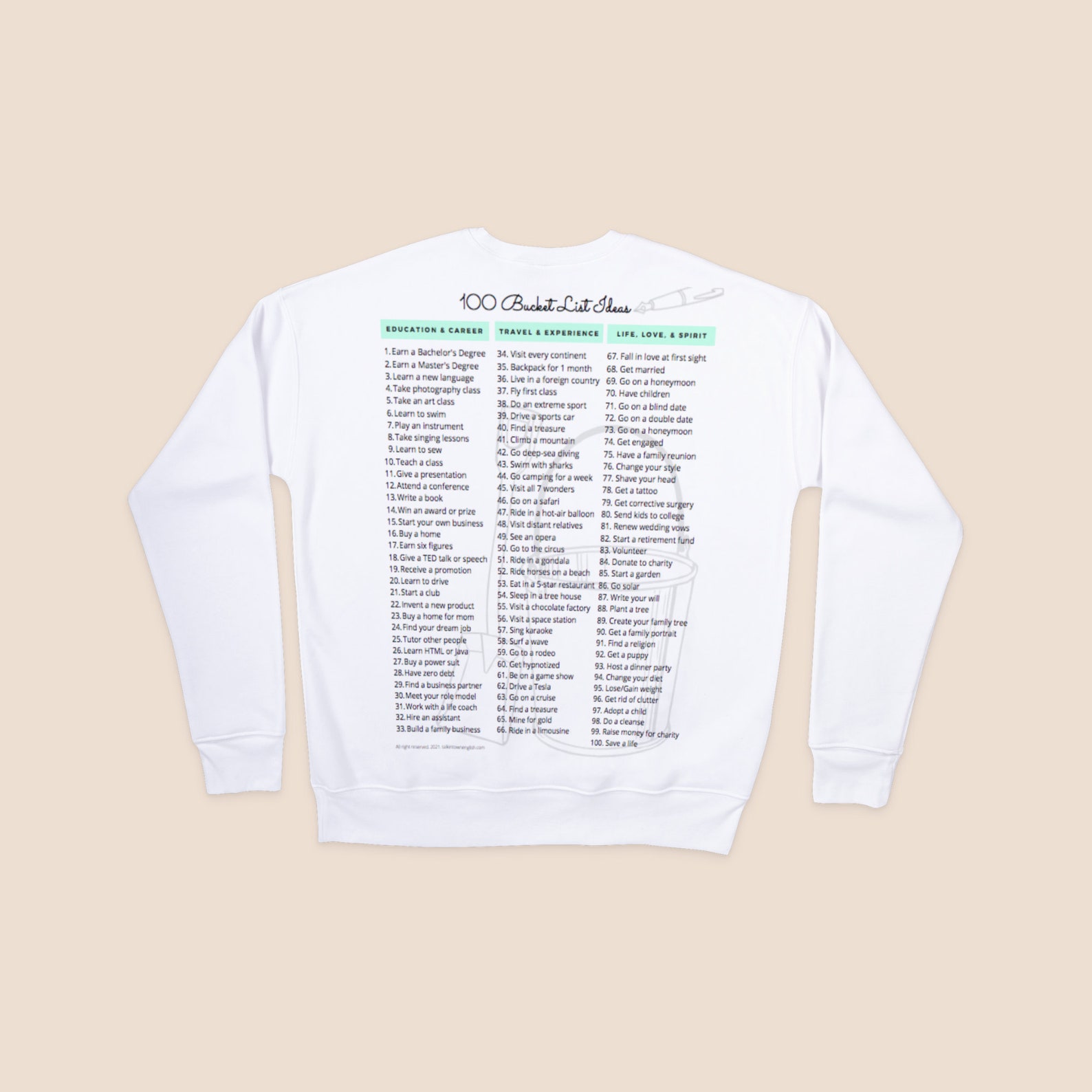 Bucket List Template With 100 Ideas Checklist and Idea Worksheet ...